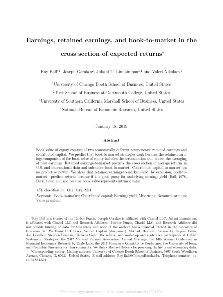 Earnings, Retained Earnings, and Book-To-Market in The Cross Section of ...