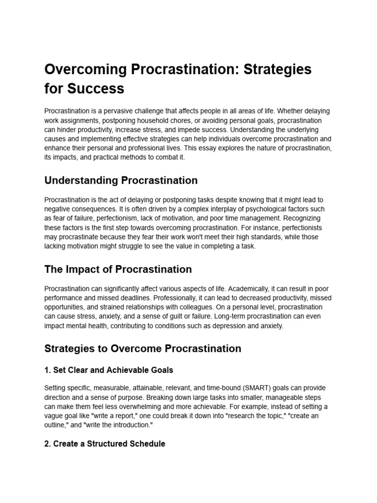 Effective Strategies to Beat Procrastination | PDF | Professional ...