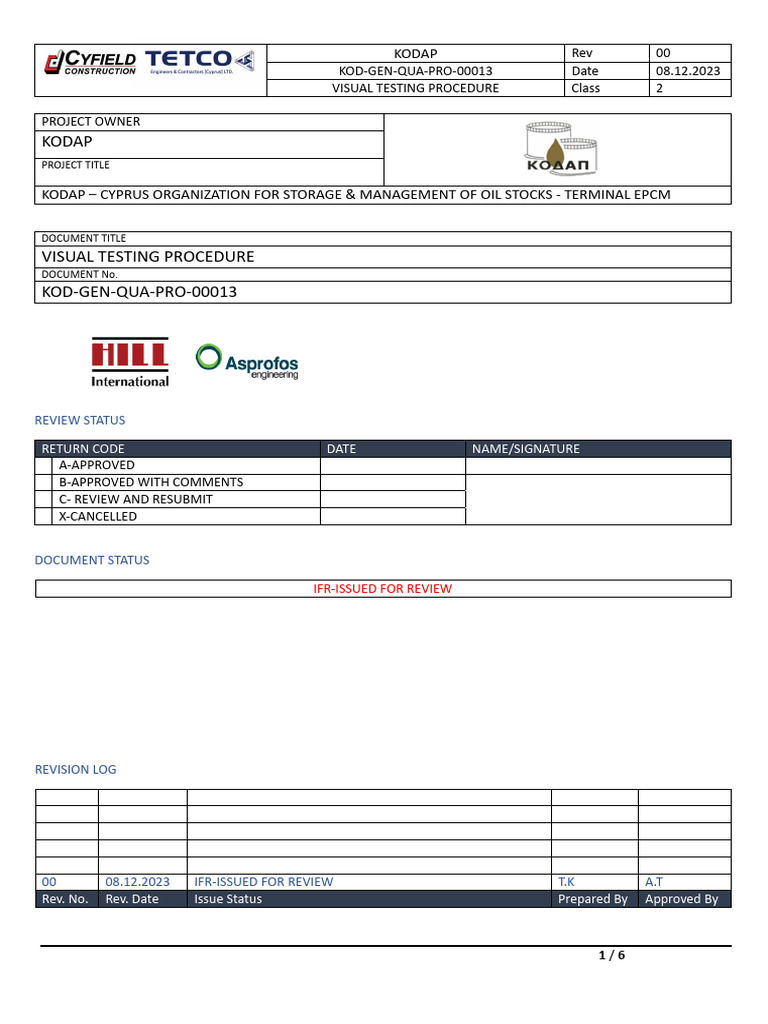 Visual Kod Gen Qua Pro 00013 Ndt Visual Testing Procedure (1) | PDF ...