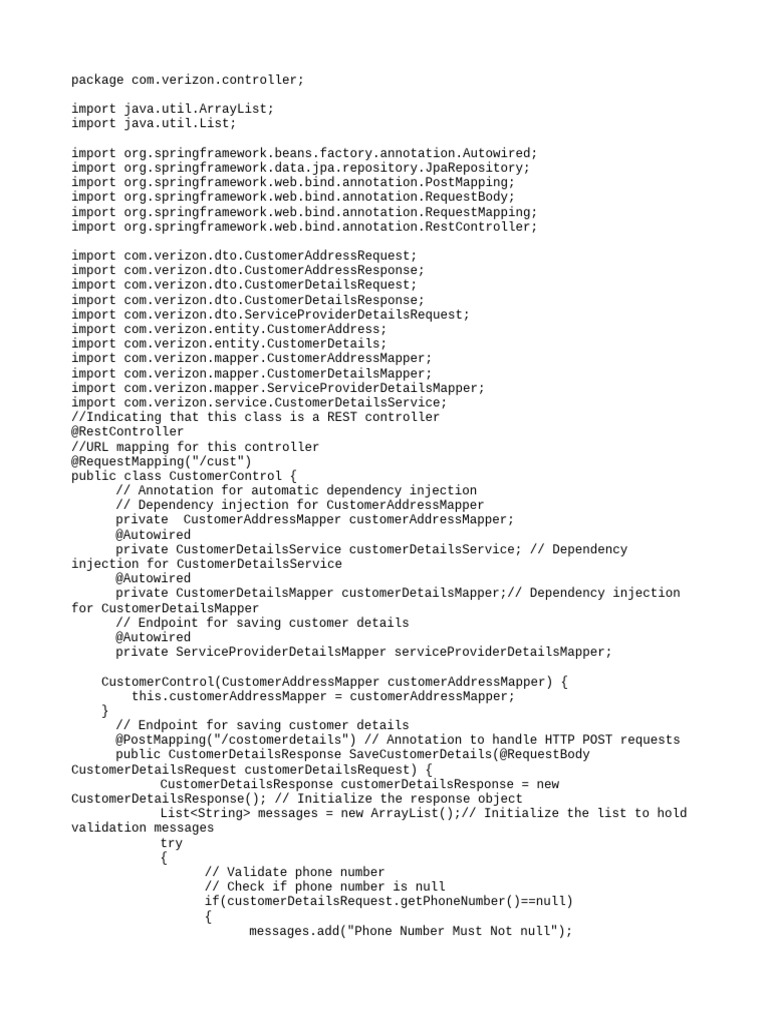 Package Com - Verizon.controller | PDF | Computer Programming | Software Engineering