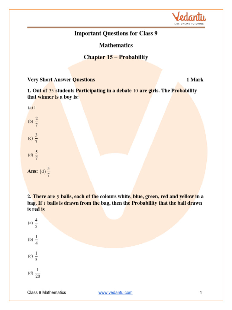 Important Questions For CBSE Class 9 Maths Chapter 15 | PDF ...