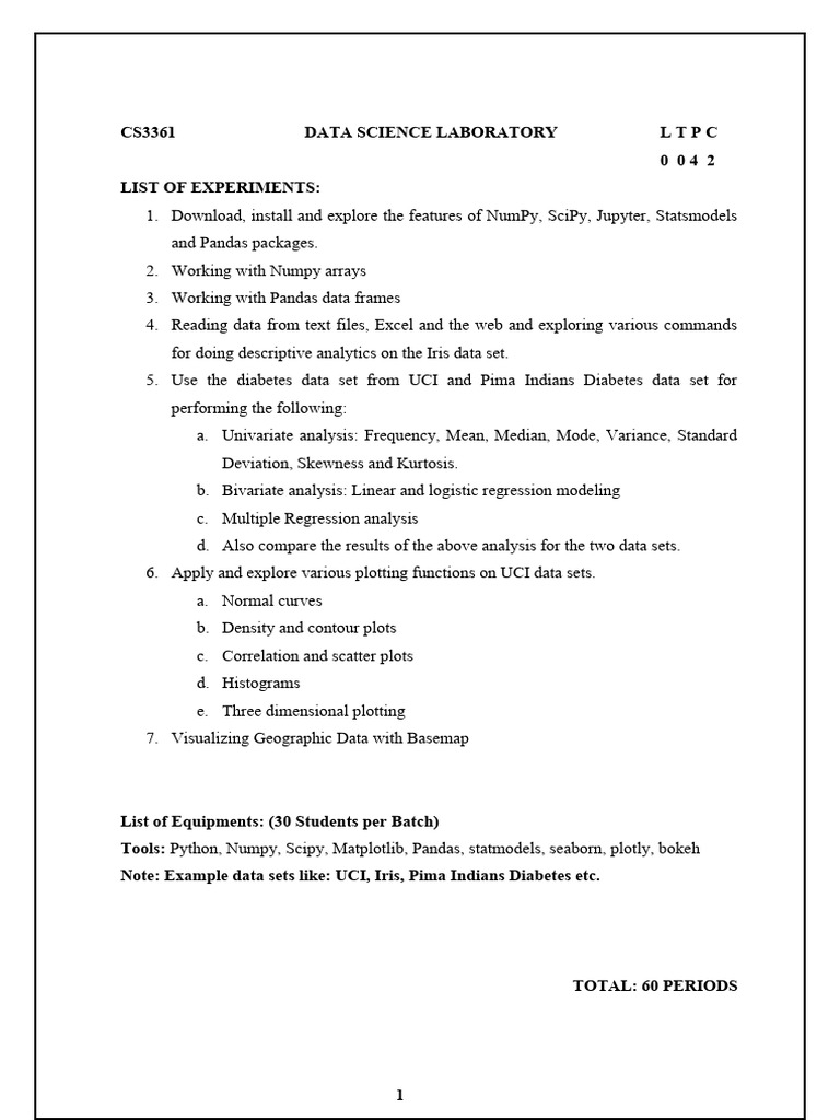 CS3361 - Data Science Lab Record | PDF | Regression Analysis | Ordinary Least Squares