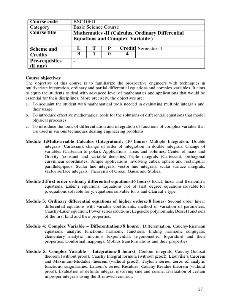 ECE II Sem Syllabus | PDF | Integral | Chemistry