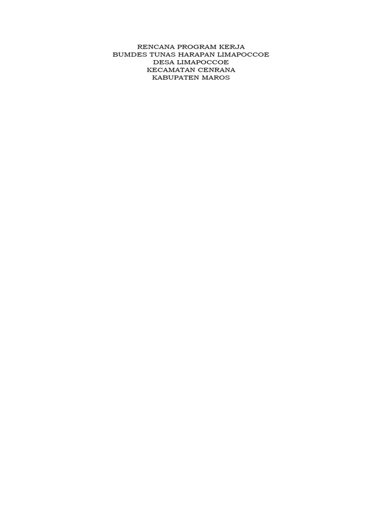 Rencana Program Kerja | PDF