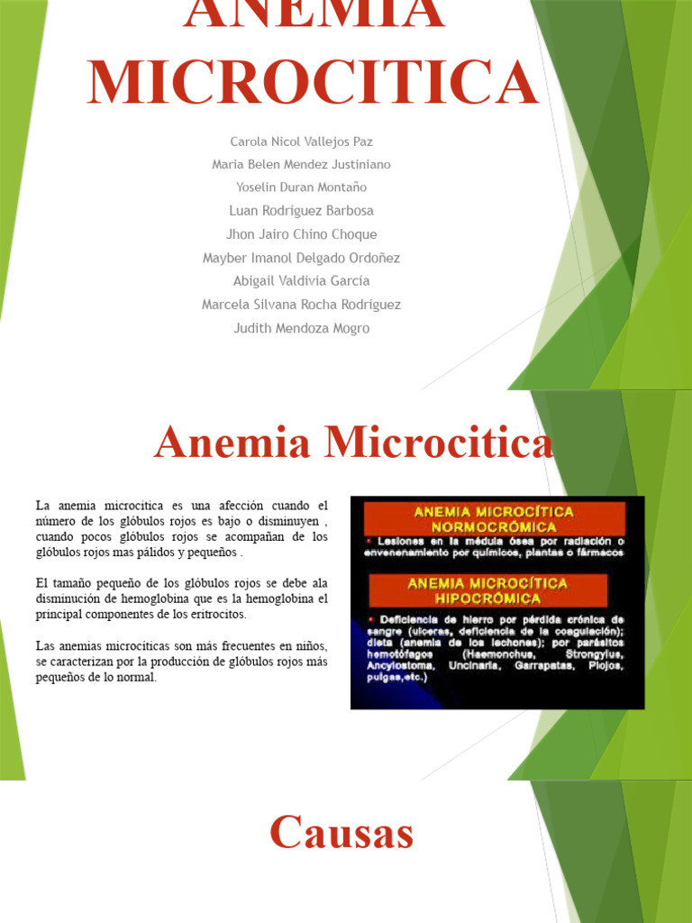 Anemia Microcitica Diapositiva | PDF | Anemia | Glóbulo rojo