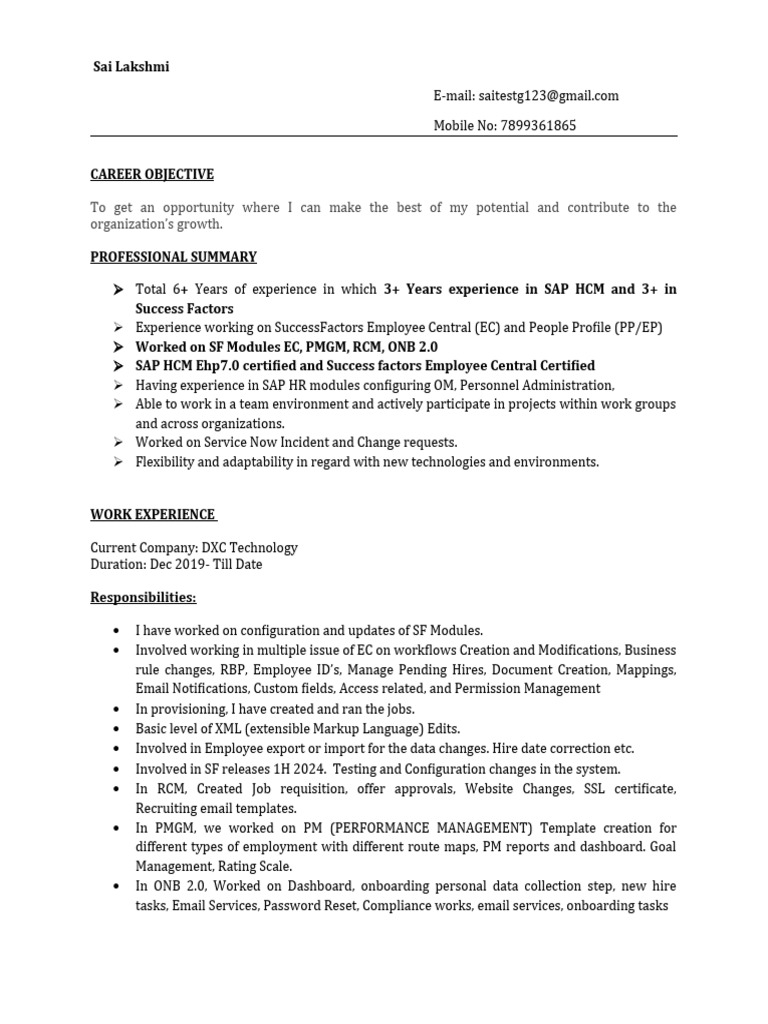 Lakshmi SF Profile VR | PDF | Human Resource Management | Business