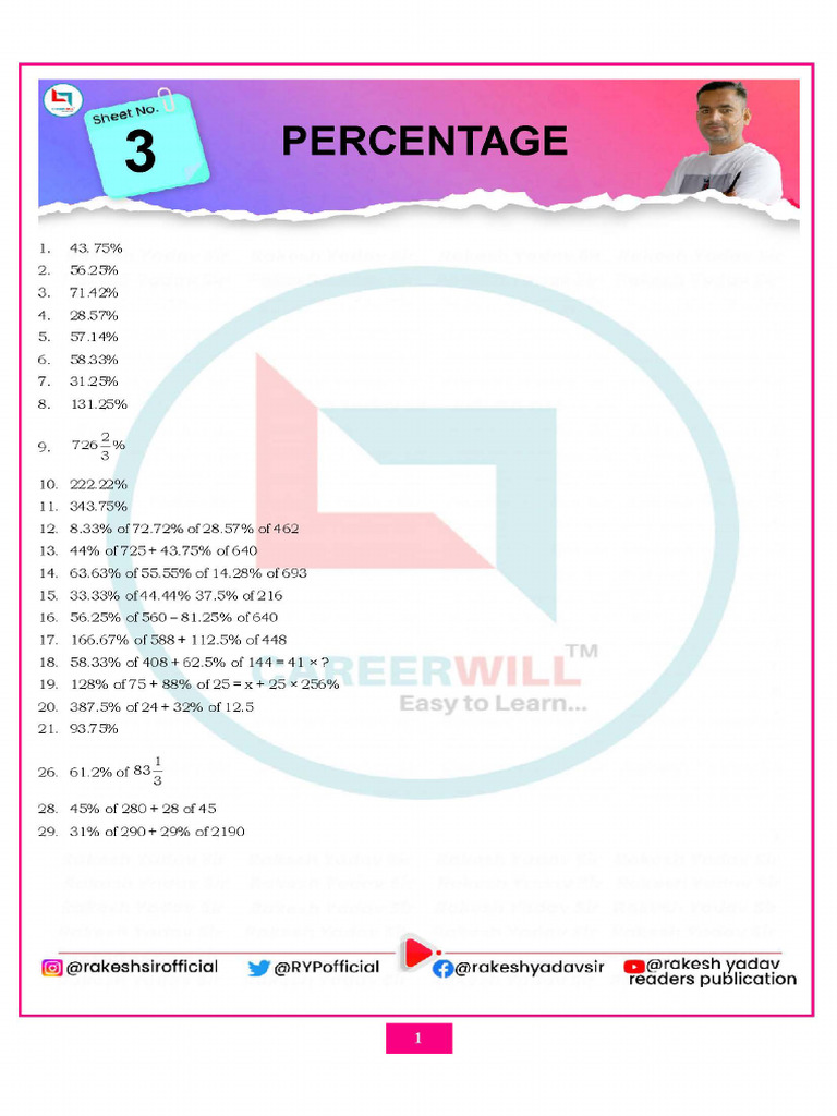 Percentage Sheet -03 | PDF