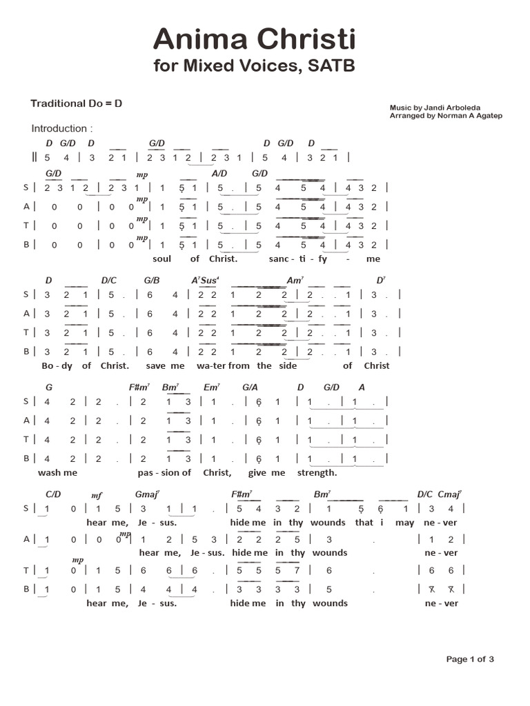 Anima Christi Not Angka | PDF