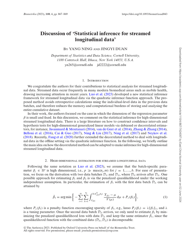 Discussion - Statistical Inference For Streamed Longitudinal Data | PDF ... Discussion - Statistical Inference For Streamed Longitudinal Data | PDF ...