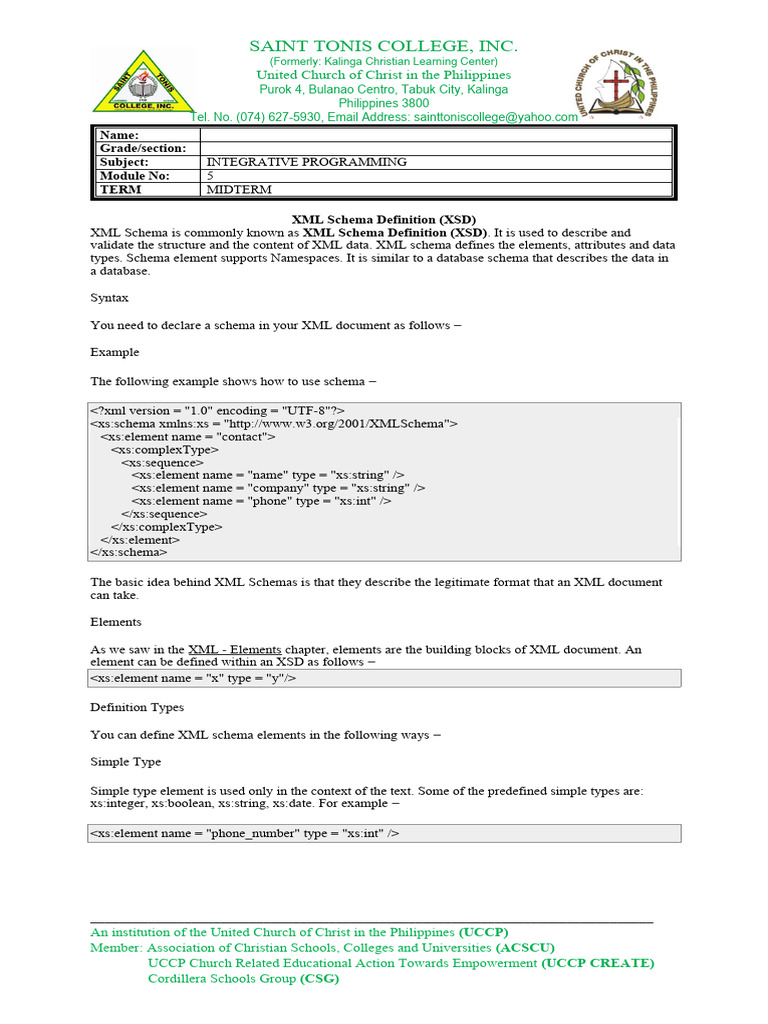Integrative Programming 5 | PDF | Xml Schema | Xml