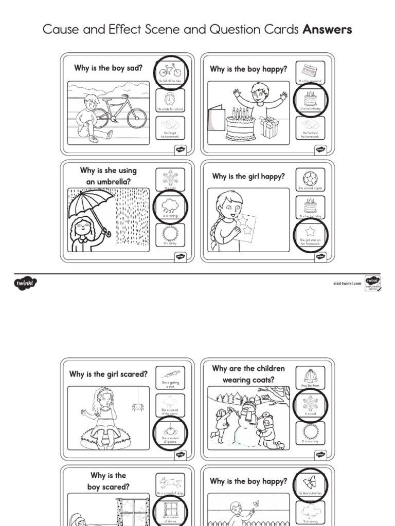 Answers Cause and Effect Scene and Question Cards | PDF