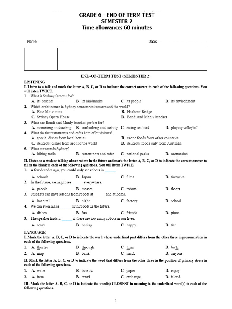 Grade 6 English End-of-Term Test | PDF | Lionel Messi | Association ...