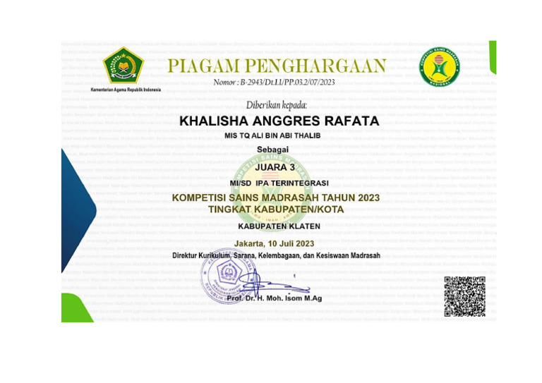 Template PIAGAM KSM 2023 | PDF