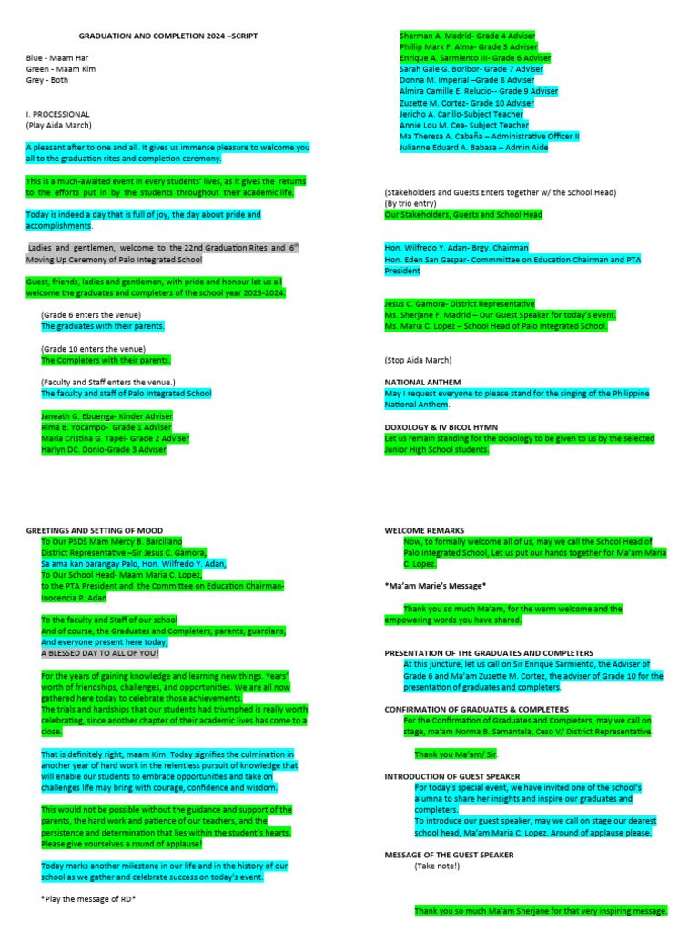 GRADUATION-SCRIPT-2024 | PDF