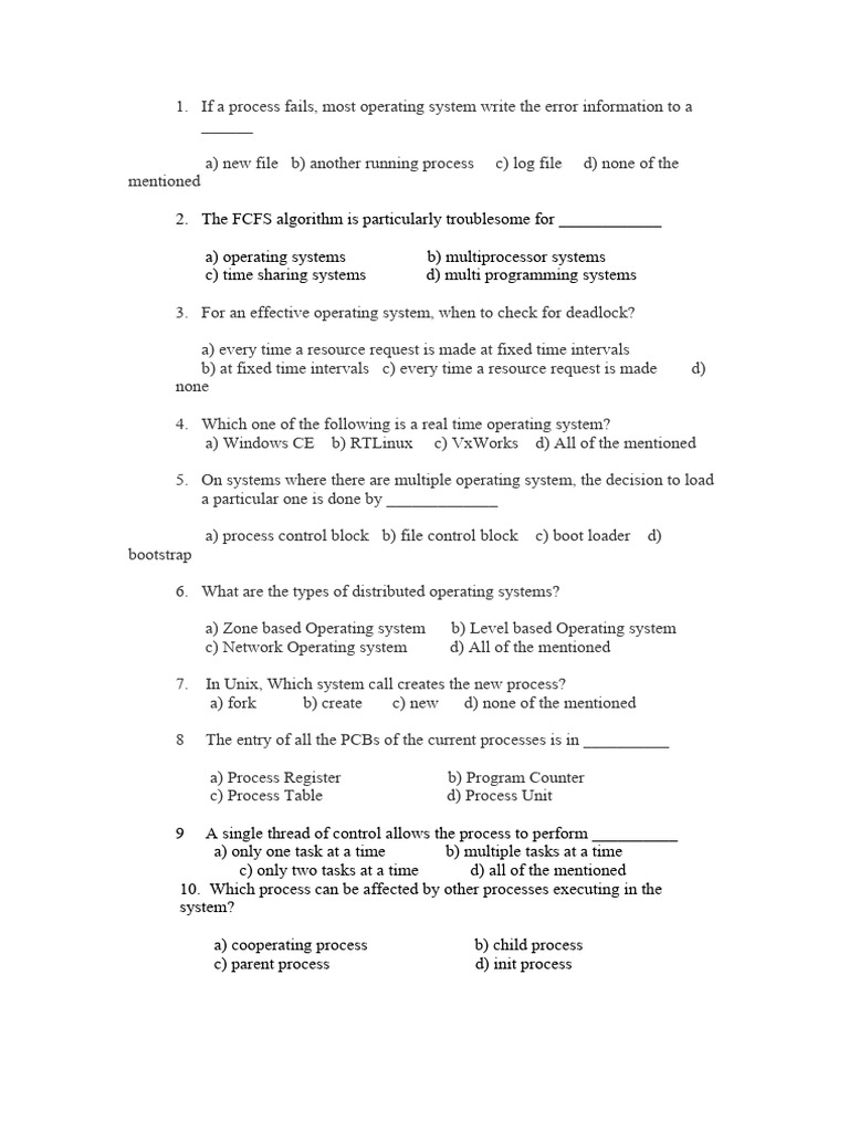 OS OBJECTIVE For Students-1 | PDF | Scheduling (Computing) | Process ...