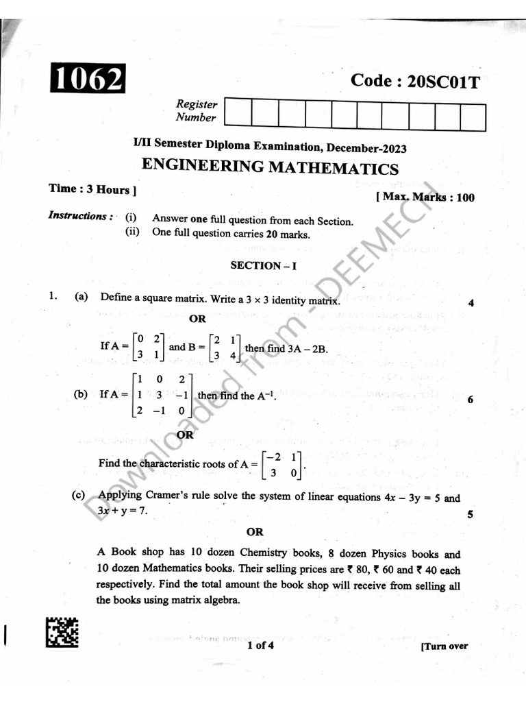 20SC01T December 2023 C20 QP | PDF
