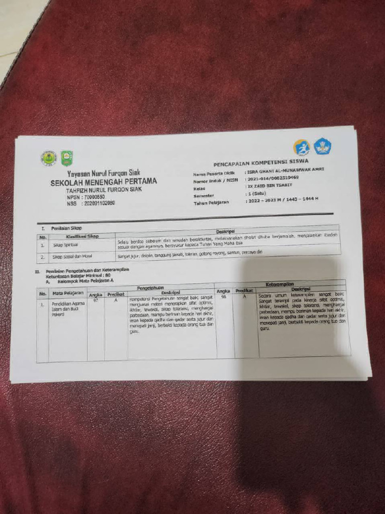 Raport Kls 9 Sem 1 | PDF