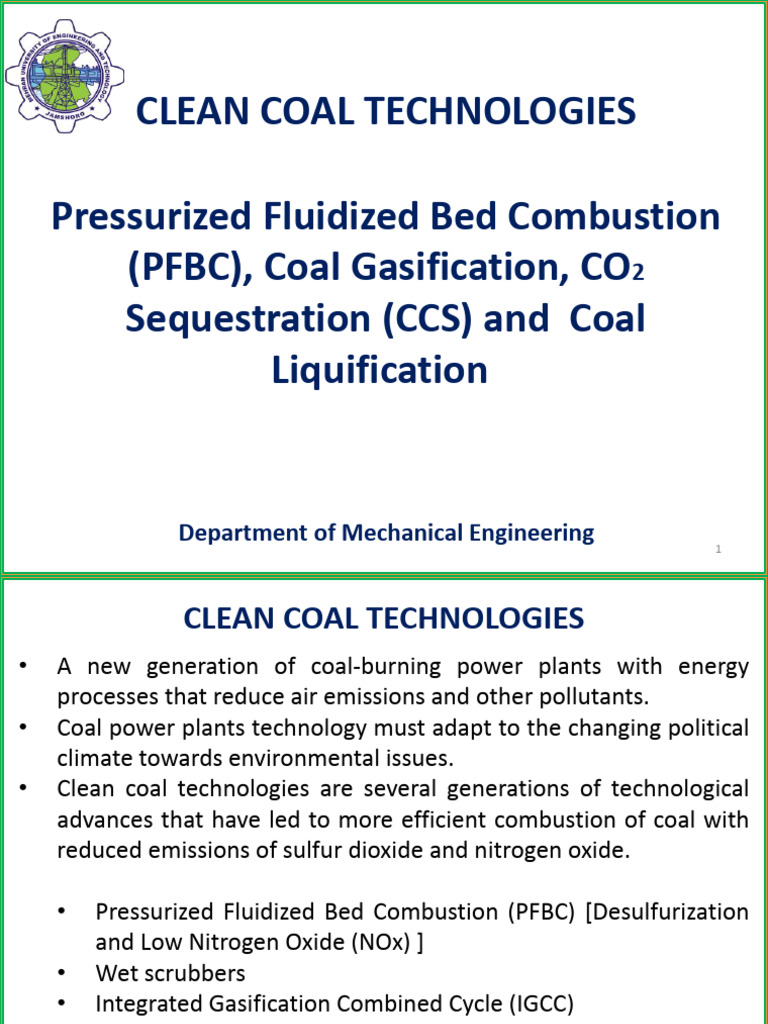 8.clean Coal Technologies and CO2 Sequestration | PDF | Coal | Gasification