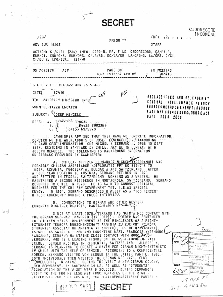 Josef Mengele Connection in Chile | PDF | Neo Fascism | Nazism