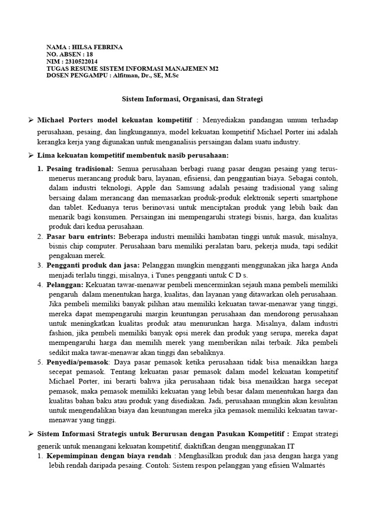 Hilsa Febrina, Resume Sim | PDF | Bisnis | Komputer