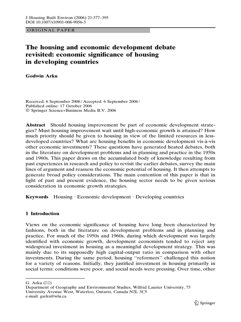 2006-10 - The Housing and Economic Development Debate Revisited ...