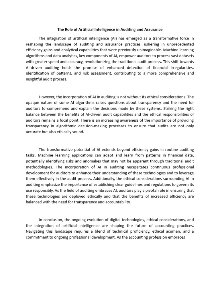 AI's Impact on Auditing Practices | PDF | Artificial Intelligence ...