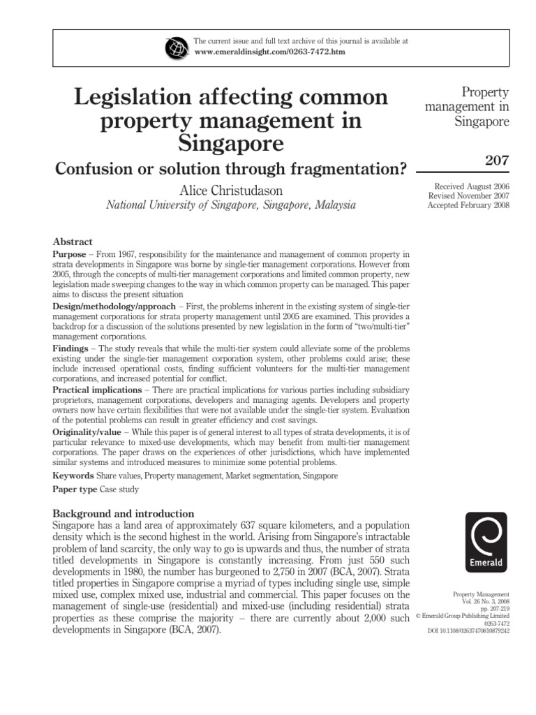 2008-06-Legislation Affecting Common Property Management in Singapore ...