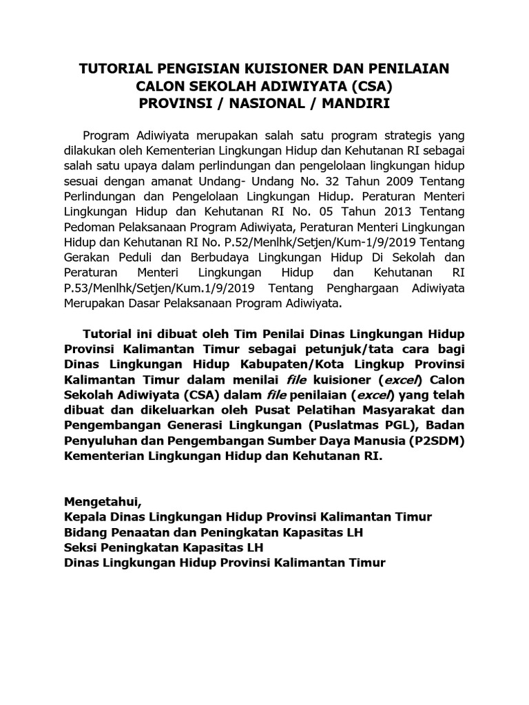 Tutorial Penilaian Calon Sekolah Adiwiyata | PDF | Karier & Perkembangan