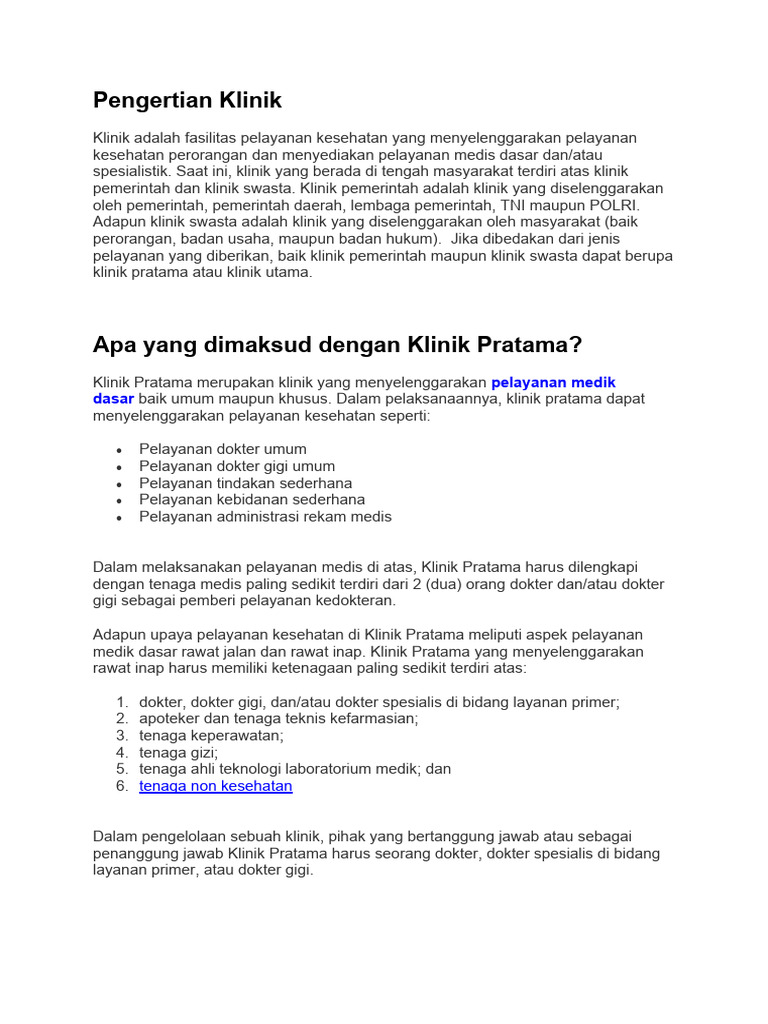 Pengertian Klinik | PDF