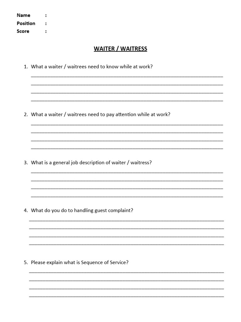 Waiter - Waitress 2 | PDF