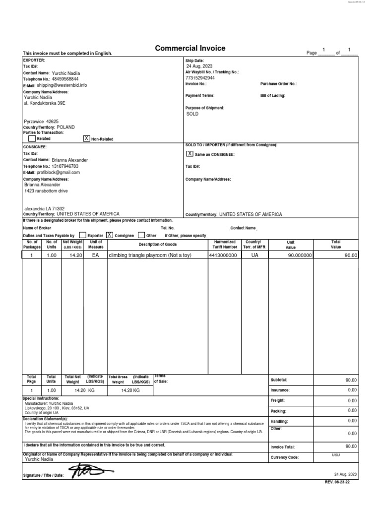 InvoiceInEng | PDF | Consignee | Payments