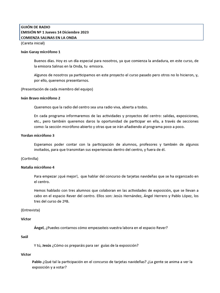 GUIÓN DE RADIO I Def | PDF | Radiodifusión