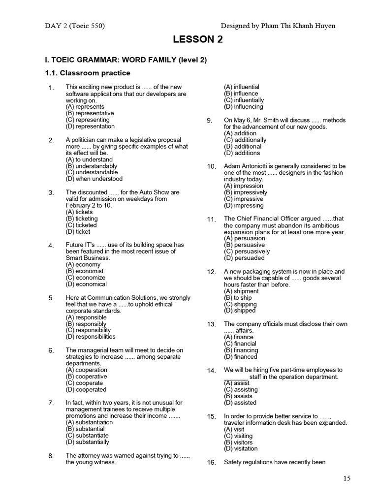 Lesson 2 Toeic cấp tốc | PDF