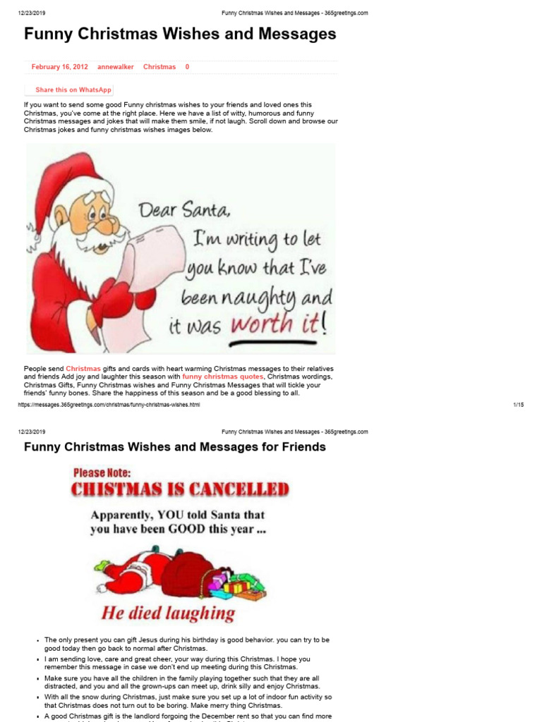 Funny Christmas Wishes and Messages | PDF | Christmas | Santa Claus