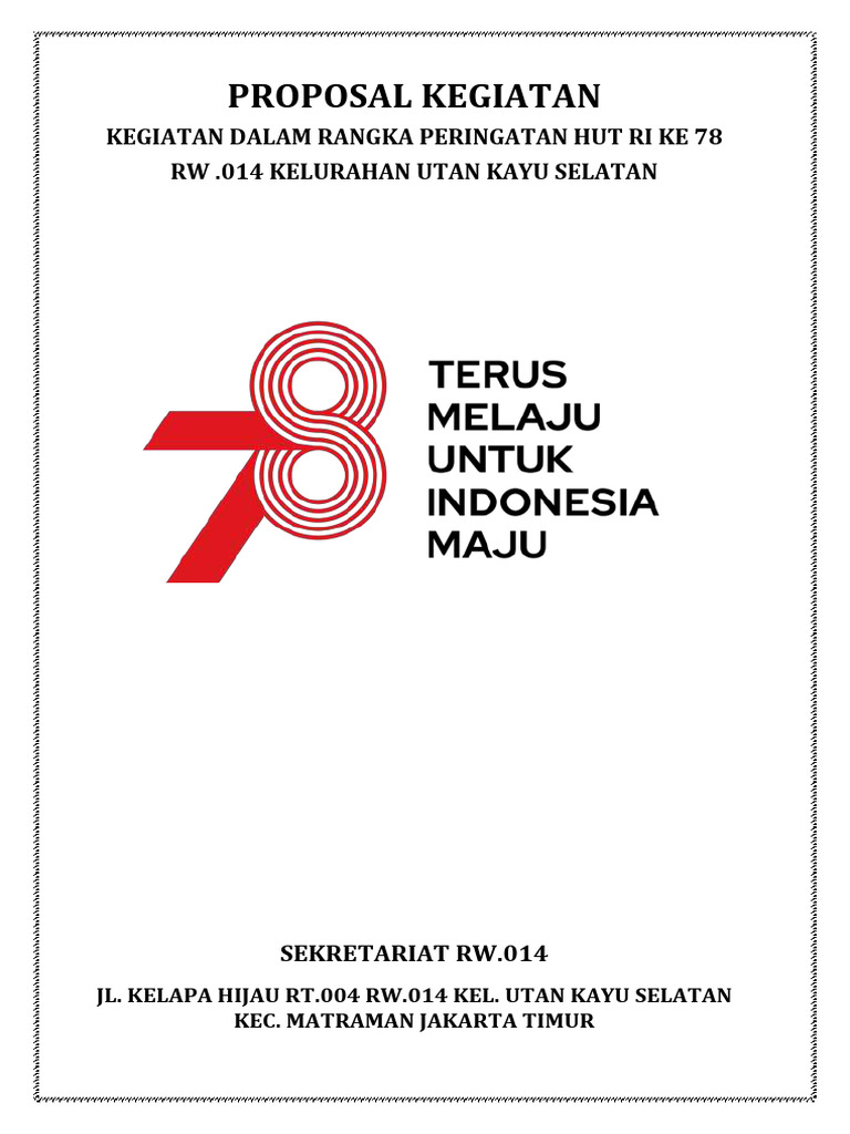 Proposal Kegiatan HUT RI ke-78 RW 014 | PDF | Memasak, Makanan, & Anggur