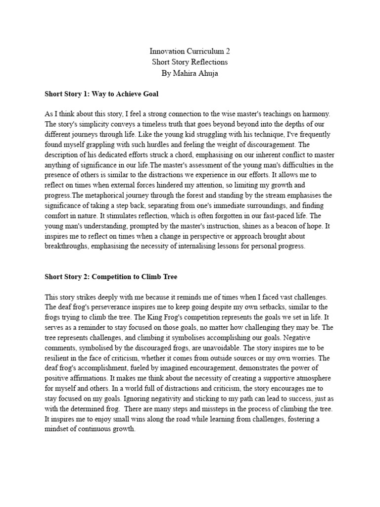 Short Story Reflections | PDF