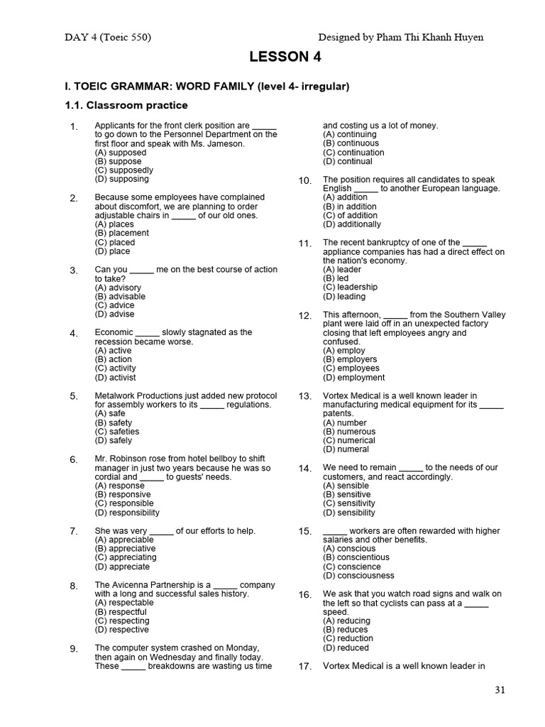 Lesson 4 Toeic cấp tốc | PDF