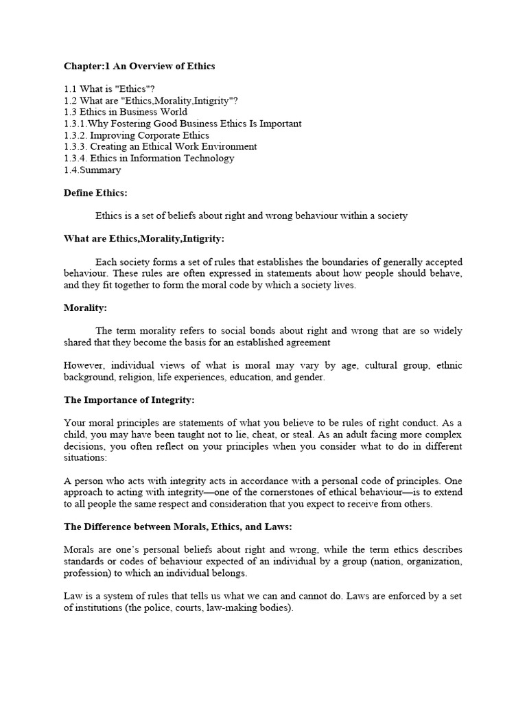 Ethics Unit1 Notes | PDF | Morality | Corporate Social Responsibility