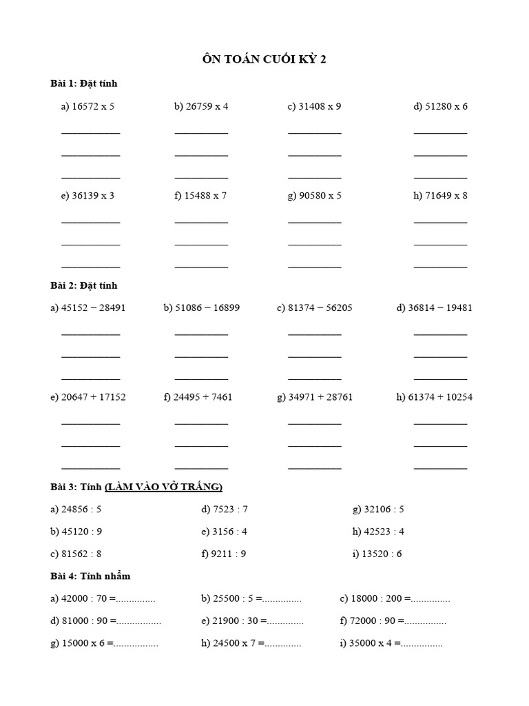 Ôn Toán CK 2 | PDF