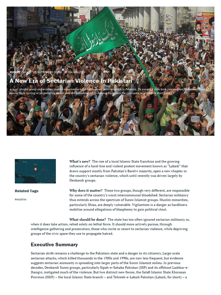 New Sectarian Violence in Pakistan | PDF | Politics | Social Science