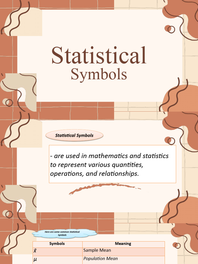 Statistical Symbols And Summation Notation Pdf Summation Standard Deviation