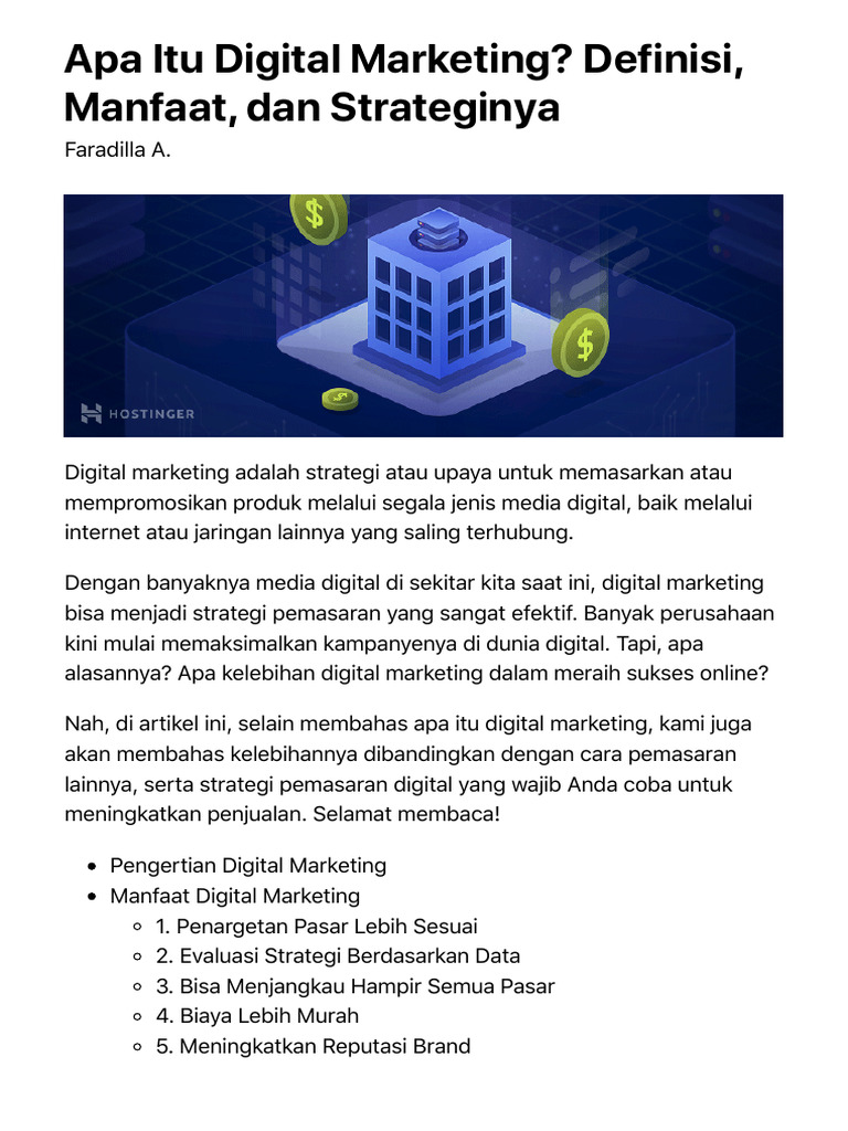 Apa Itu Digital Marketing? Definisi, Manfaat, Dan Strateginya | PDF Apa Itu Digital Marketing? Definisi, Manfaat, Dan Strateginya | PDF