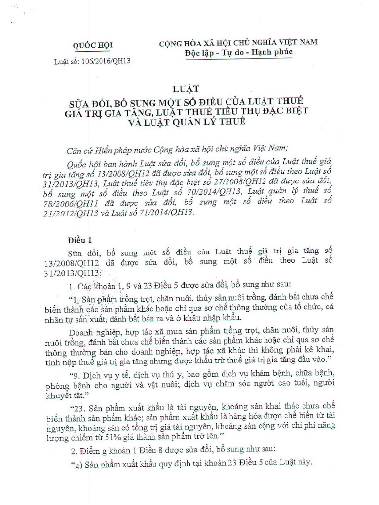 Luat So 106-2016-QH13 | PDF