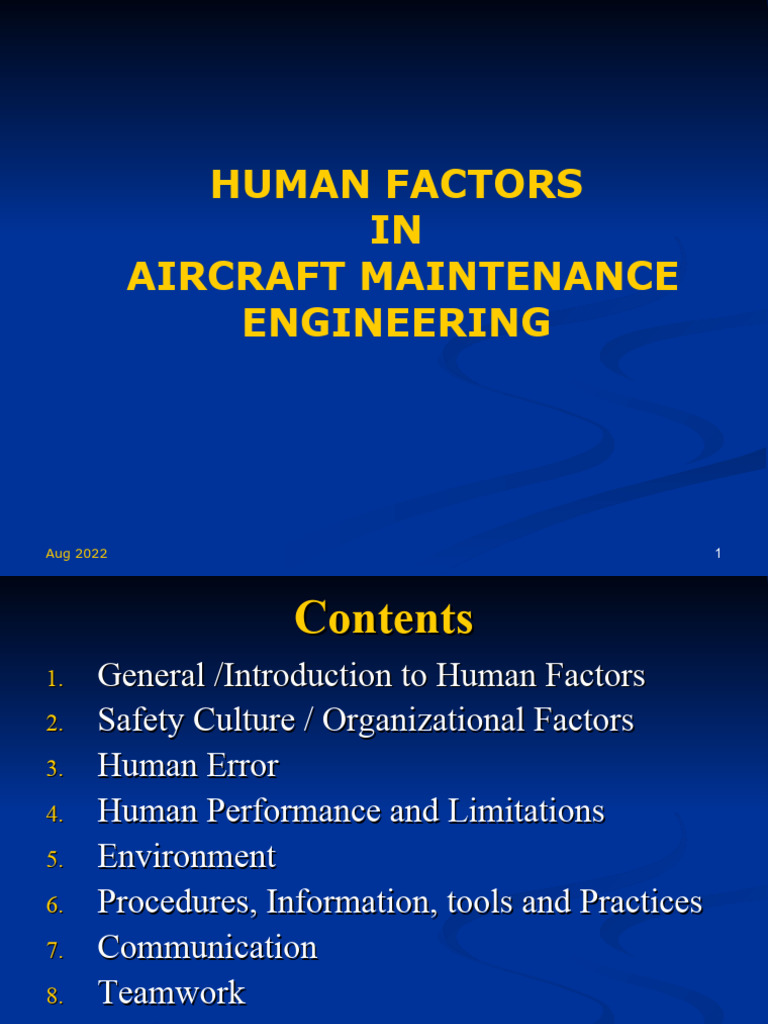 Human Factors in Aircraft Maintenance Engineering Final | PDF | Human ...