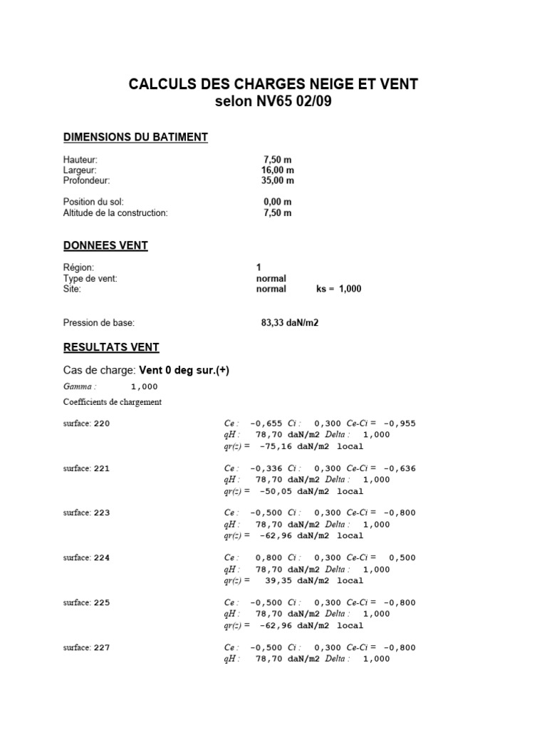 Calculs Des Charges Neige Et Vent | PDF | Science & Mathematics | Technology & Engineering