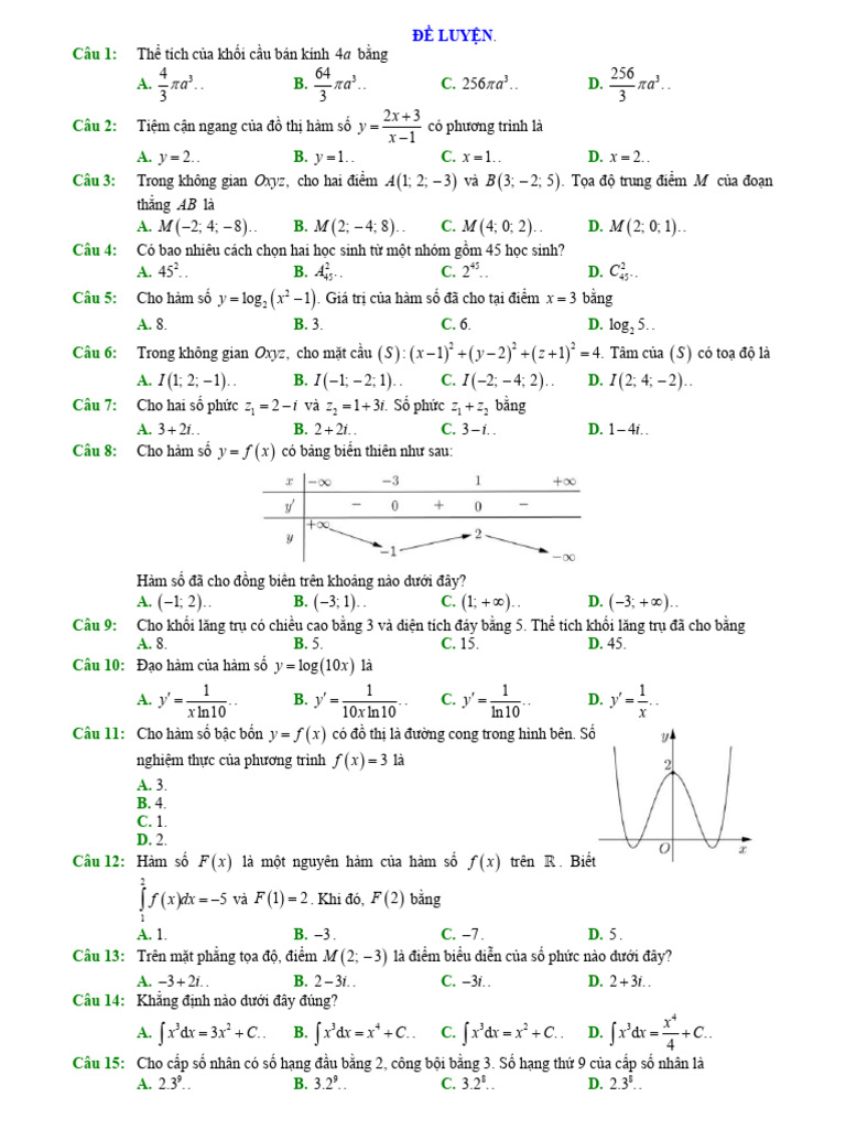 Đề luyện 12NC T4 | PDF