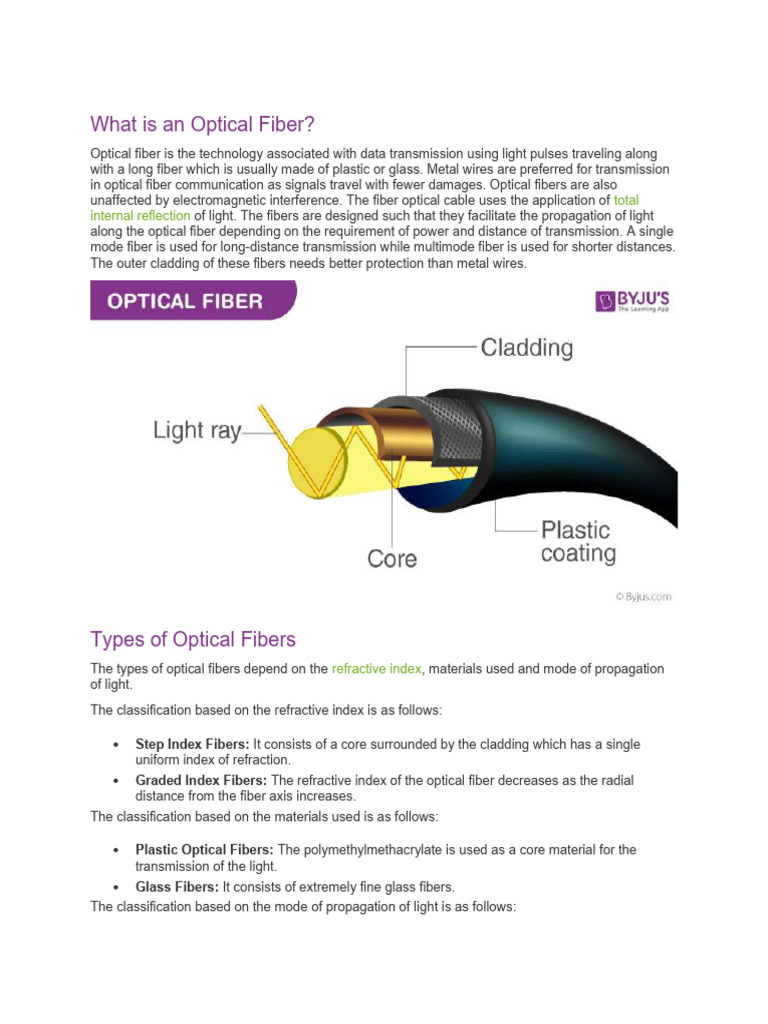 Optical Fiber | PDF | Optical Fiber | Fiber Optic Communication