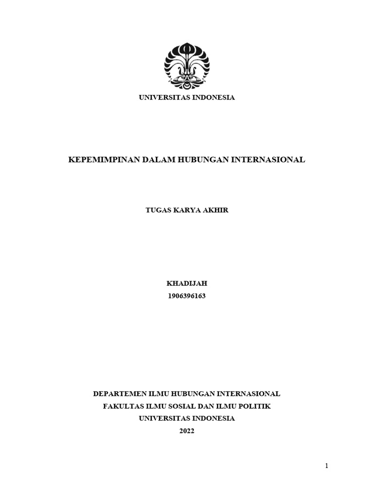 Proposal Bab I TKA - Khadijah (1.1) | PDF | Politik