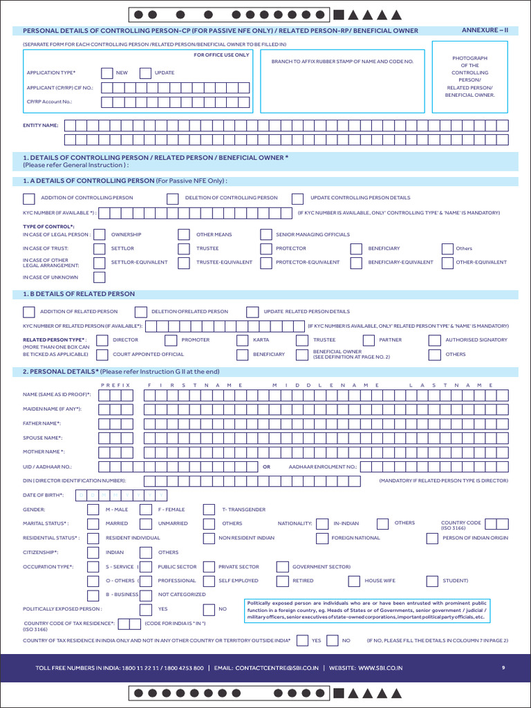 SBI Annexure II Form for Controlling Persons | PDF | Identity Document