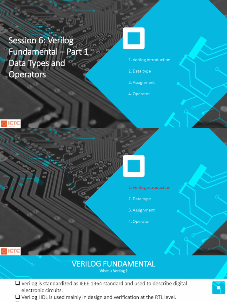 Ic Overview Session6 Verilog Part1 | PDF | Logic Synthesis | Computer Engineering
